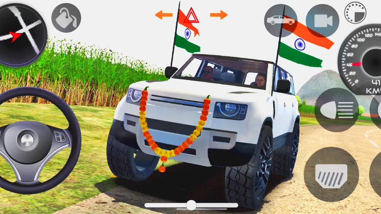 Modified White Land Rover Defender Car 👿👽 || New Indian Car 🚨🚗 Gameplay ...
