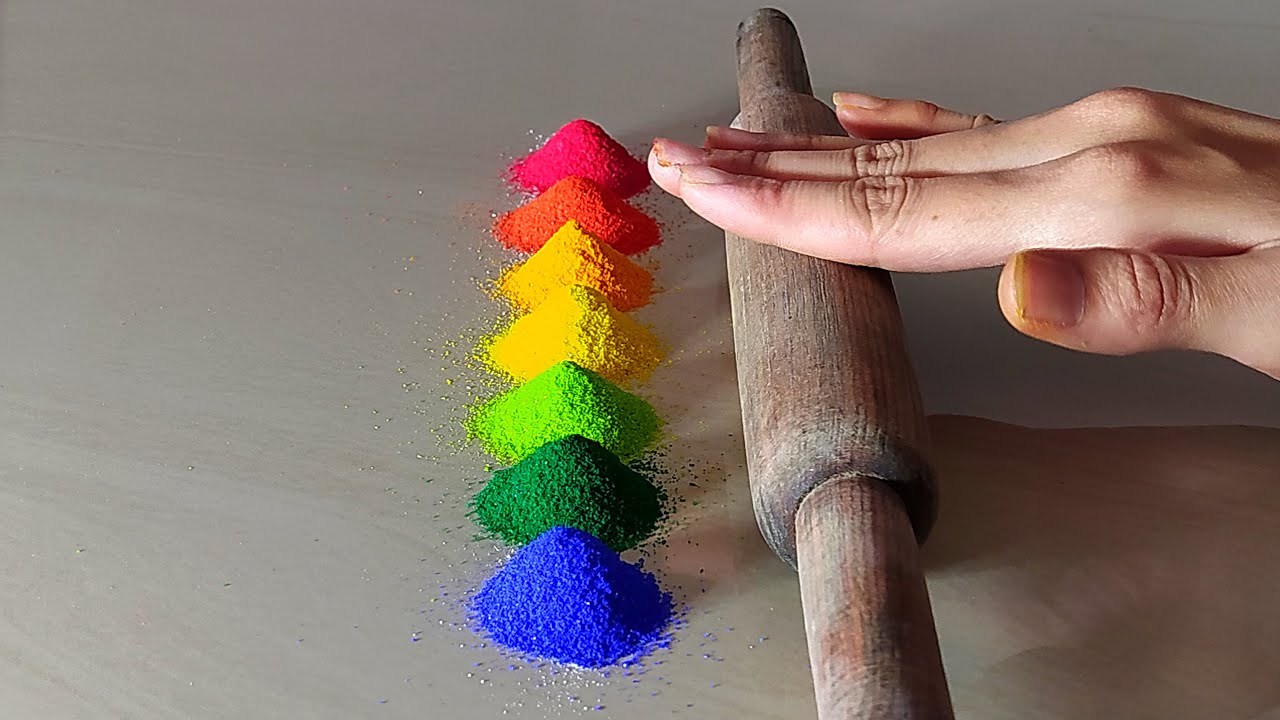 Colourful rangoli for Navratri ️🧡💛💚💙💜 | easy navratri/diwali rangoli ...