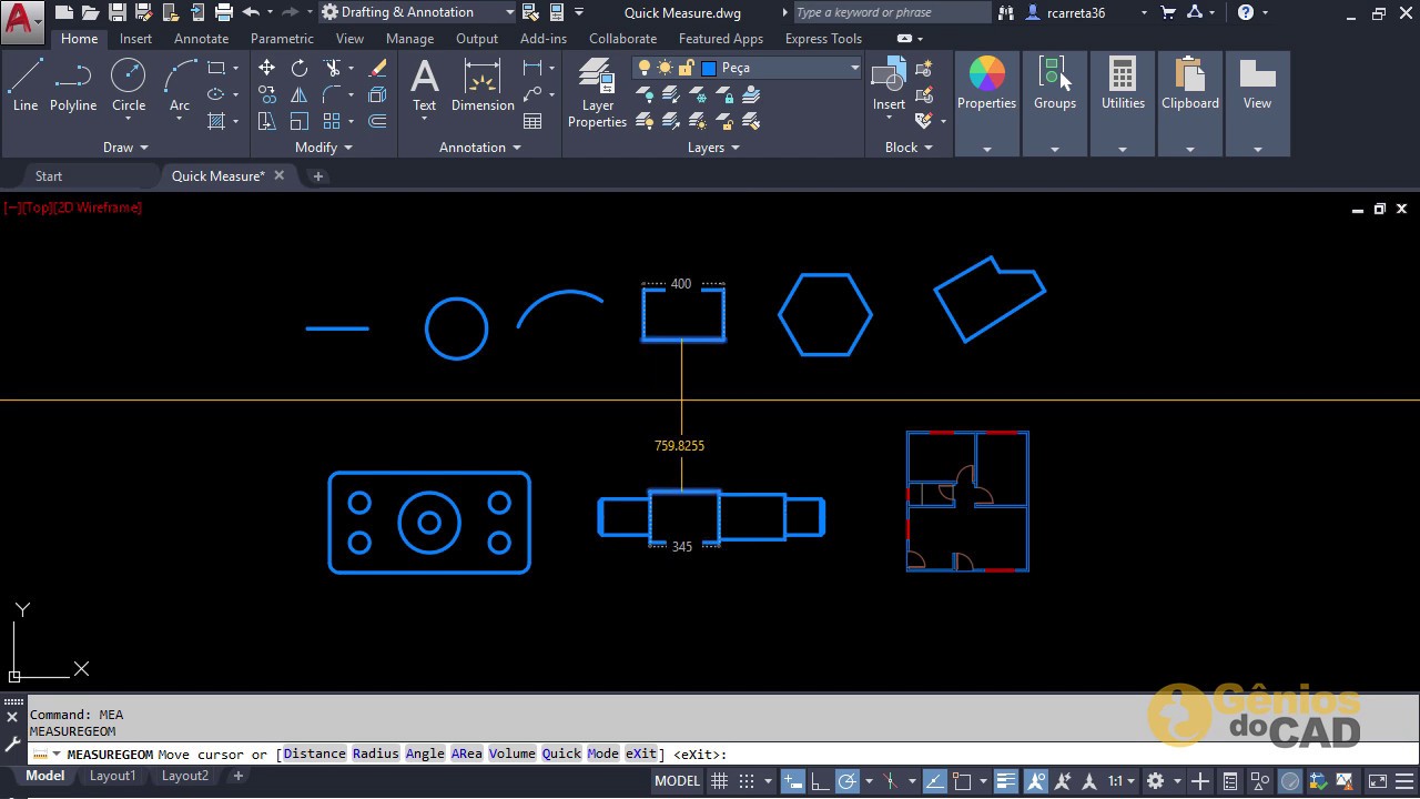 Autocad 2020 Quick Measure Autocad Youtube