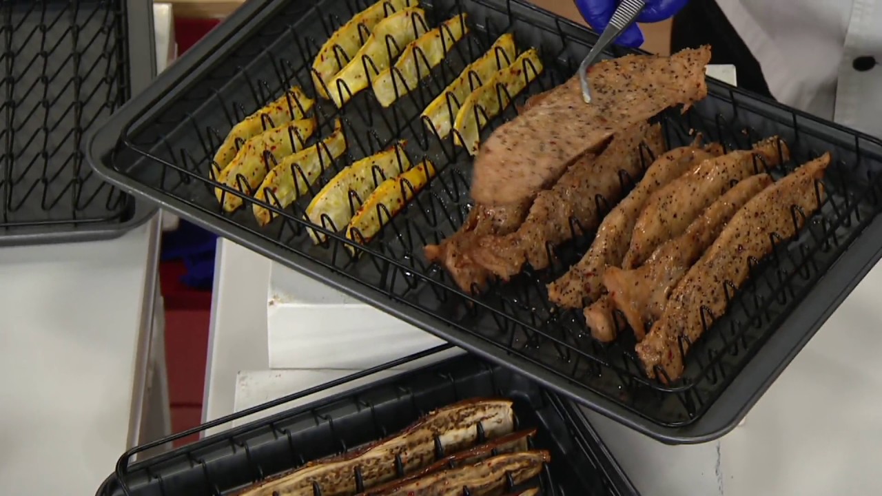 Grease Away Bacon Pan with Tongs by Chef Tony on QVC - YouTube