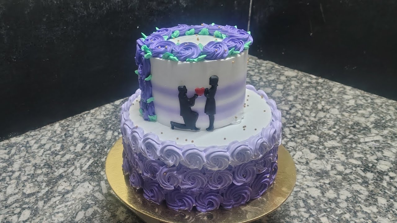 Simple engagement Two Tier cake design/ engagement cake design/two Tier ...