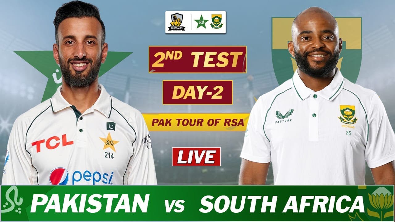 PAKISTAN vs SOUTH AFRICA 2nd TEST Match DAY 2 LIVE COMMENTARY | PAK vs ...