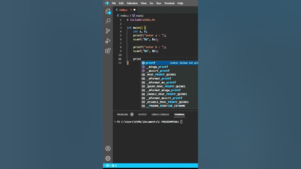 sum of two numbers using 'C' programming language - YouTube