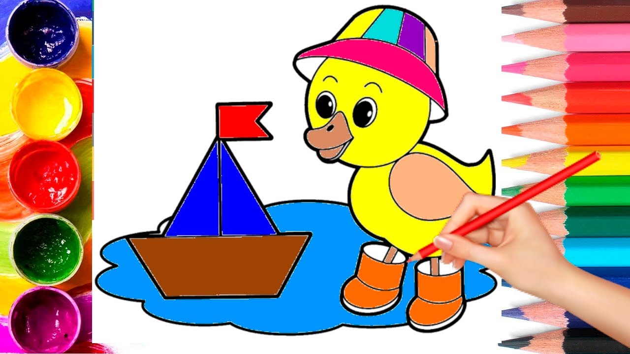 How to draw a duckling / How to draw a boat - YouTube