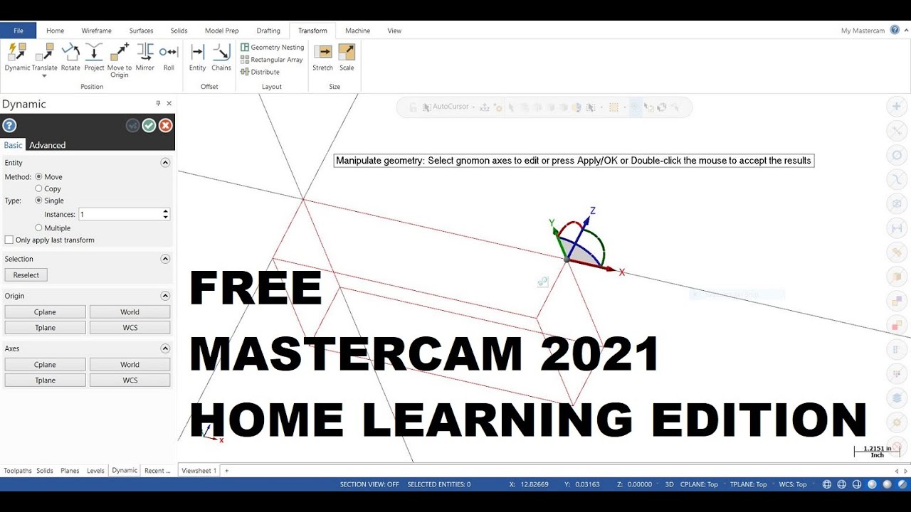 FREE VERSION OF MASTERCAM 2021 HLE BASICS PT1 - YouTube