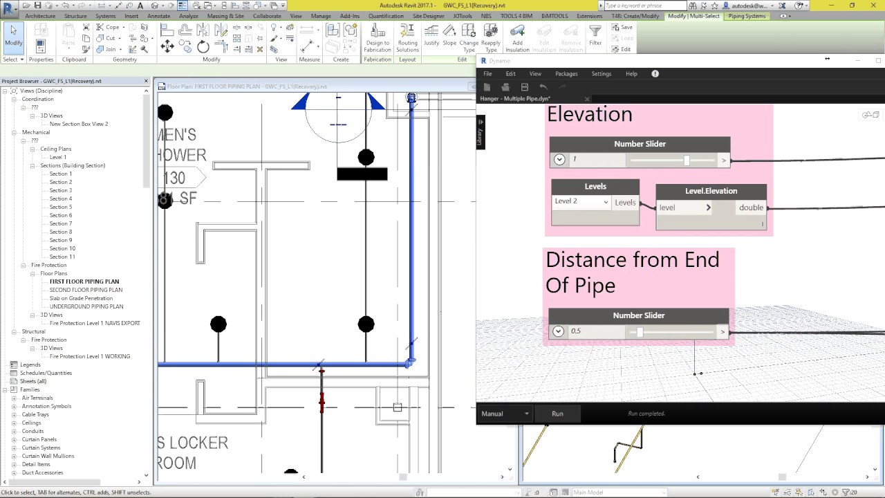 Pipe Hanger at branch lines Fire Protection System using Revit and ...