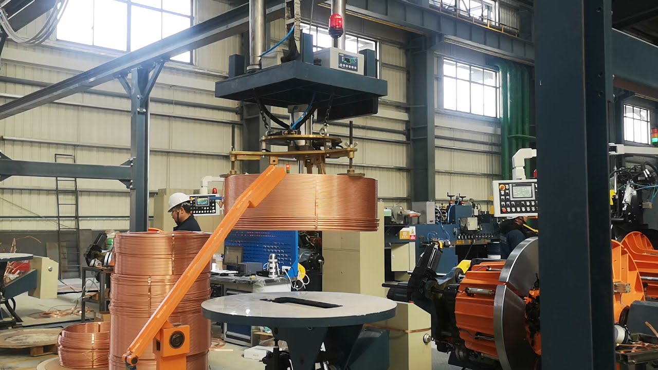 copper tube machine level rewinder tube machinary - YouTube