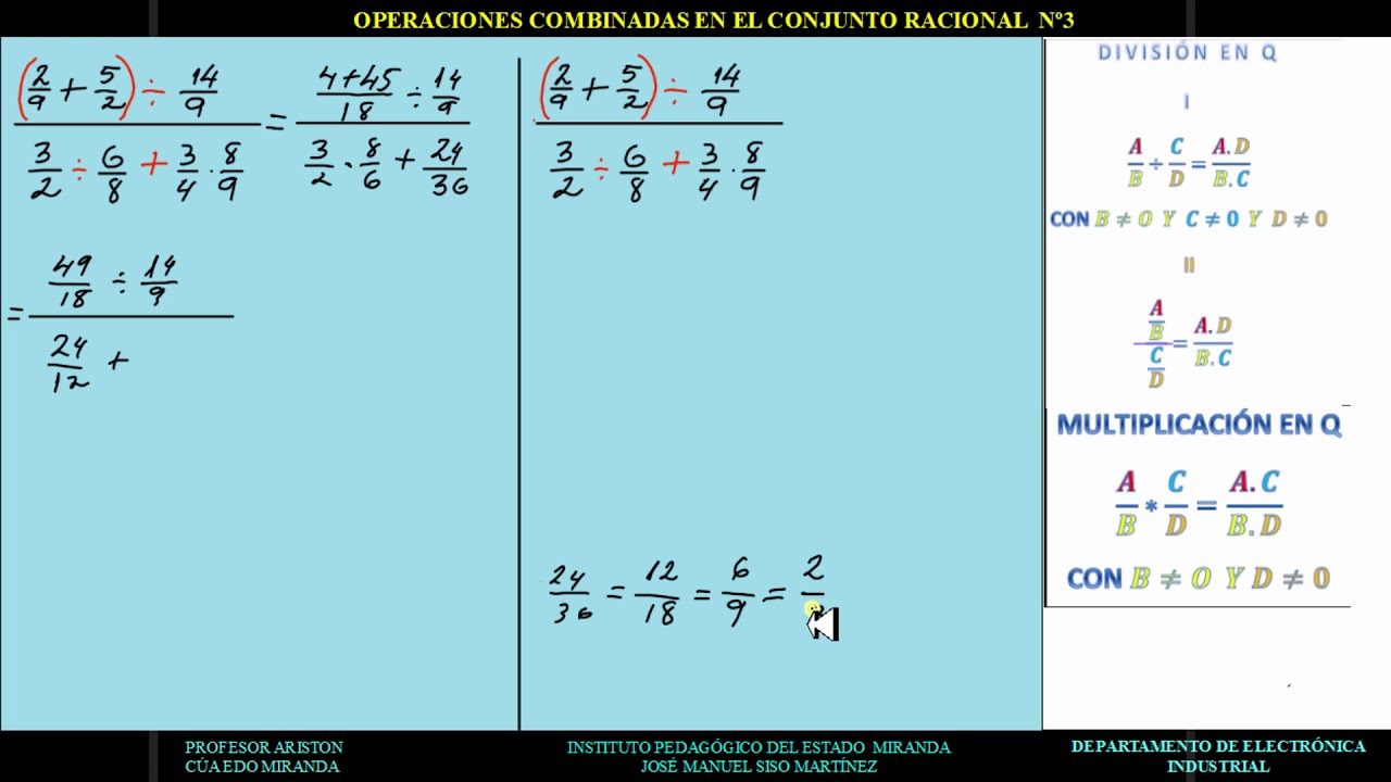 OPERACIONES COMBINADAS EN Q O EN EL CONJUNTO RACIONAL Nº 3 - YouTube