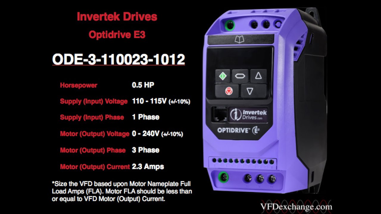 ODE-3-110023-1012 – 0.5HP, 2.3A, 110V-115V, Single Phase – Invertek ...