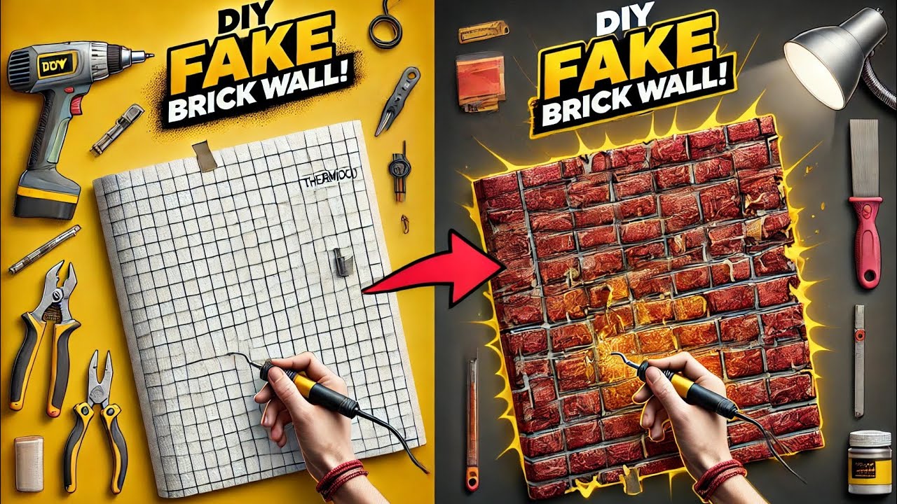 "Turn Thermocol into Realistic Bricks! | Easy DIY Fake Brick Wall ...