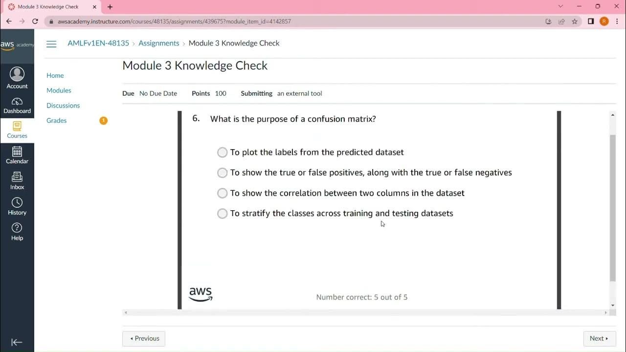 AWS Academy Machine Learning -- Module 3 Knowledge Check - YouTube
