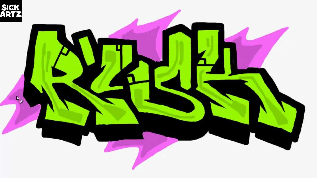 HOW TO DRAW GRAFFITI RISK SPEED PAINTING TUTORIAL SKETCH LEARN MS PAINT ...