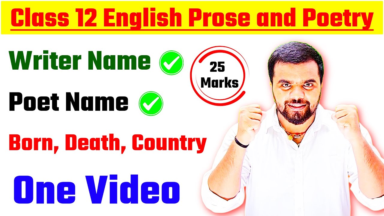 English Class 12 Prose & Poetry Writer Name, Poet Name, Death, Born ...