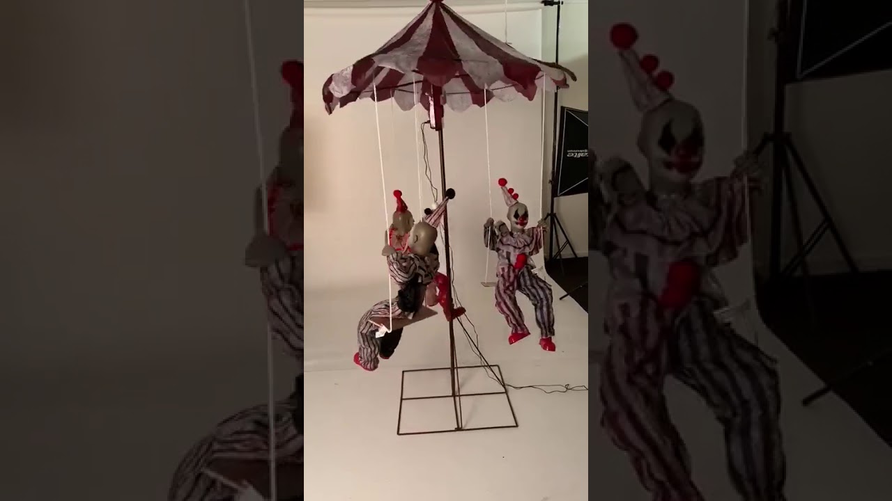H Premium Clown Carousel Haunted House Animated Halloween Decoration ...