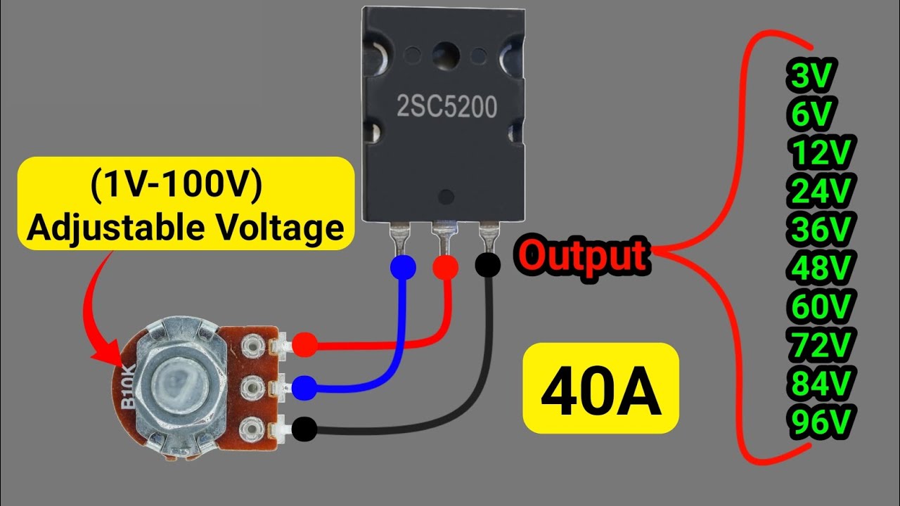 Adjustable Voltage Regulator Circuit Using C5200 | Voltage Control ...