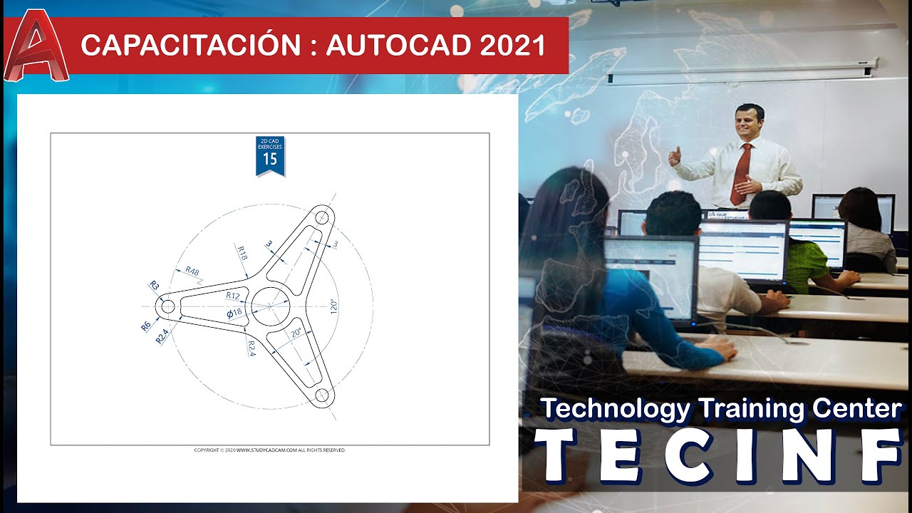 Ejercicios AutoCAD 2021 - Comando Array con Tangentes - YouTube