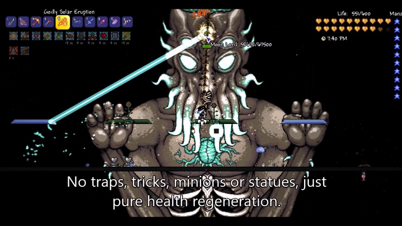 Terraria 1.3.5.3 Tank/Regen build: Facetanking Expert Moon Lord. - YouTube