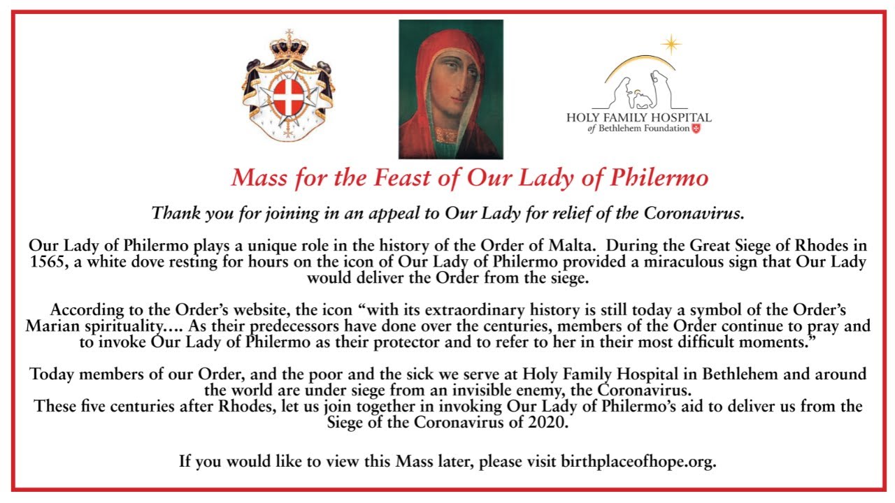 Order of Malta: Feast of Our Lady of Philermo - September 8, 2022 ...