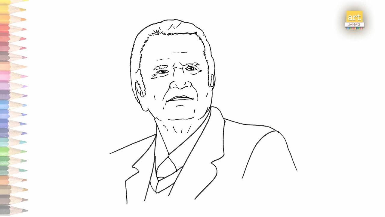 Reverend Billy Graham outline drawing easy | How to draw Reverend Billy ...