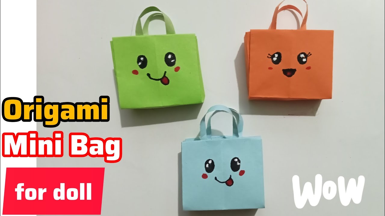 diy how to make origami// paper mini bag for doll 🪆#origamitutorial # ...