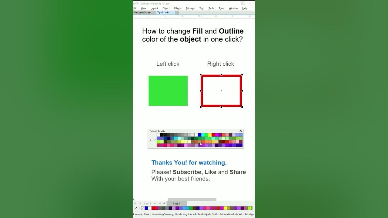 CorelDraw | How to change Fill and Outline color of the Object in one ...