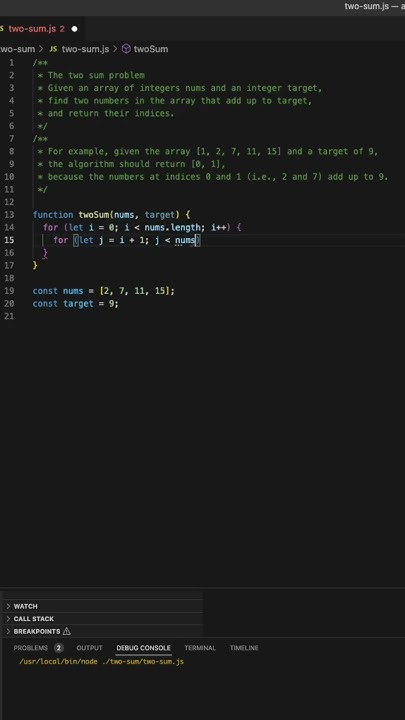 How to solve The two sum problem basic #js #coding #programming #algorithm - YouTube