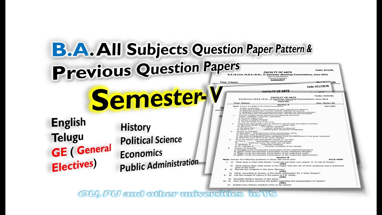 BA Semester 5 Question papers #degreebaquestionpapers - YouTube