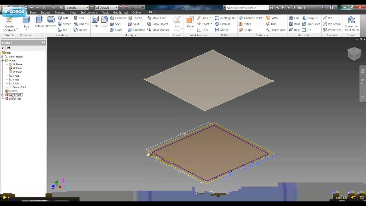 Inventor Video 10 Make a pyramid using loft function 1 - YouTube