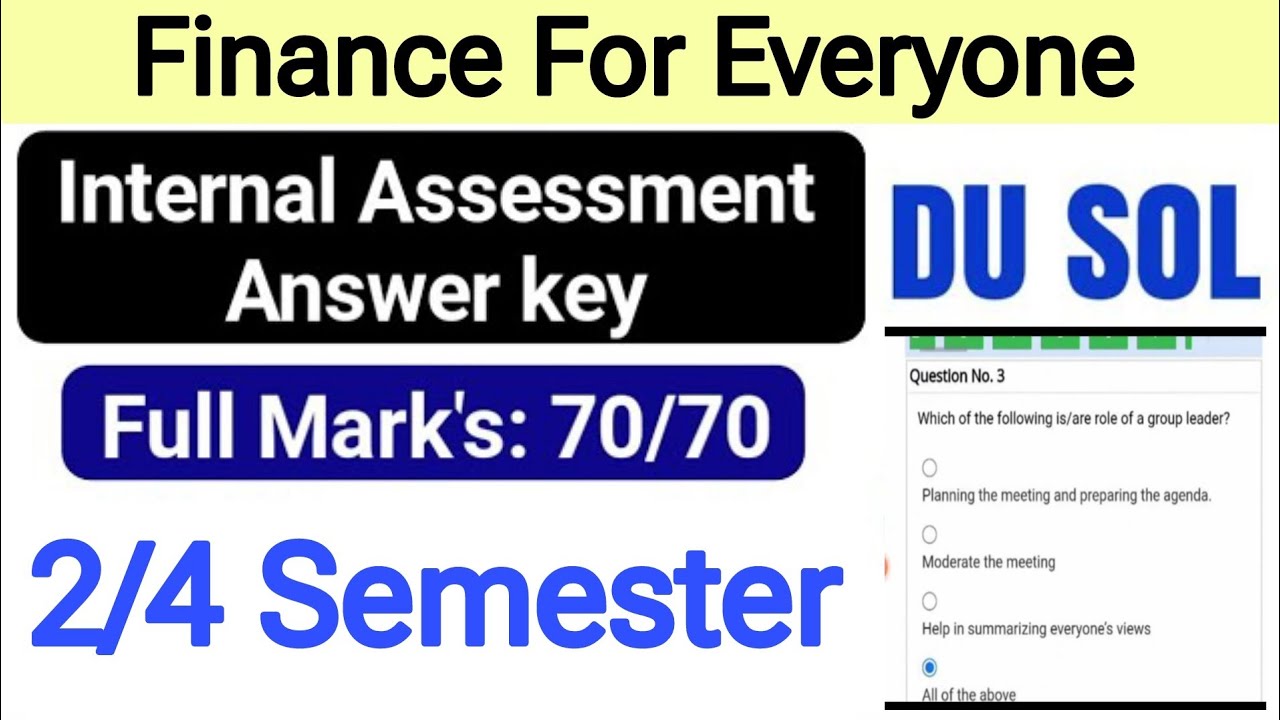 Finance For Everyone Internal Assessment Question & Answer Key Du Sol ...