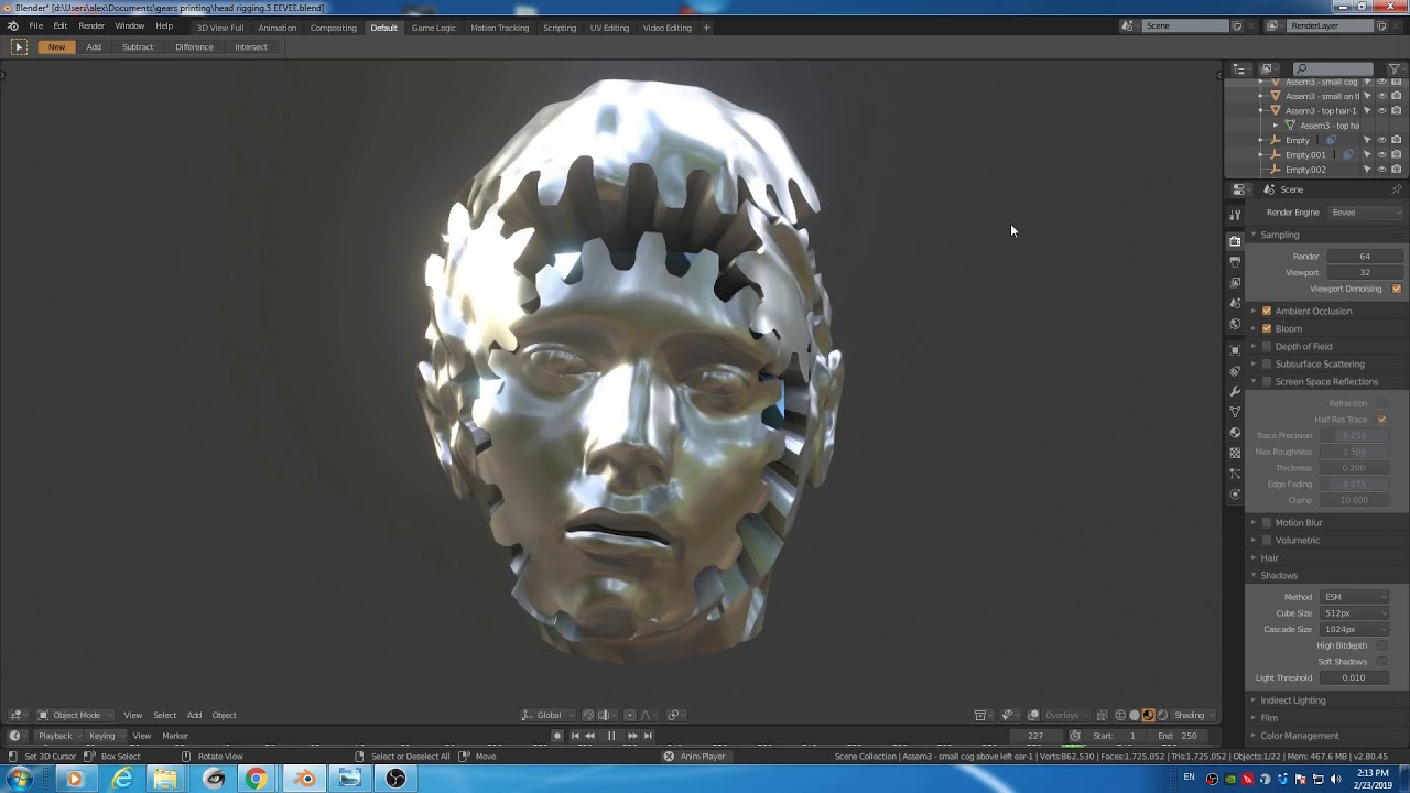 Head gear mechanism for 3d printing - YouTube