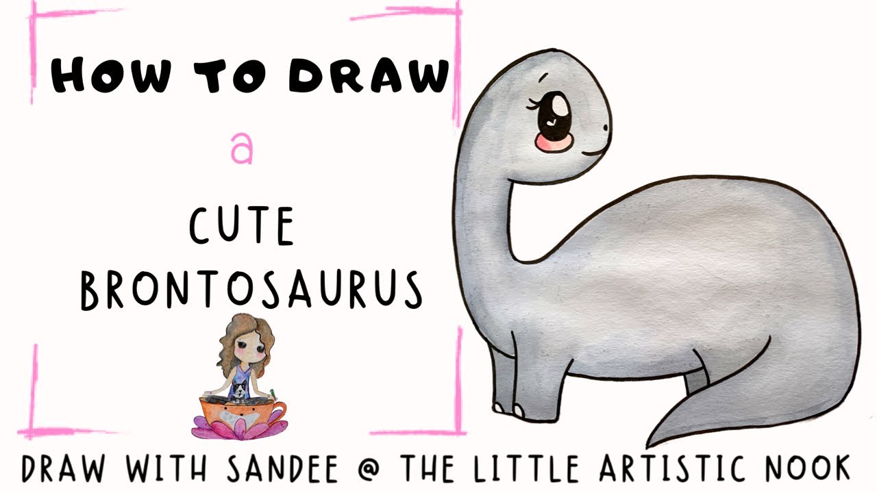 How to Draw a CUTE BRONTOSAURUS | Step by Step DINOSAUR Drawing ...