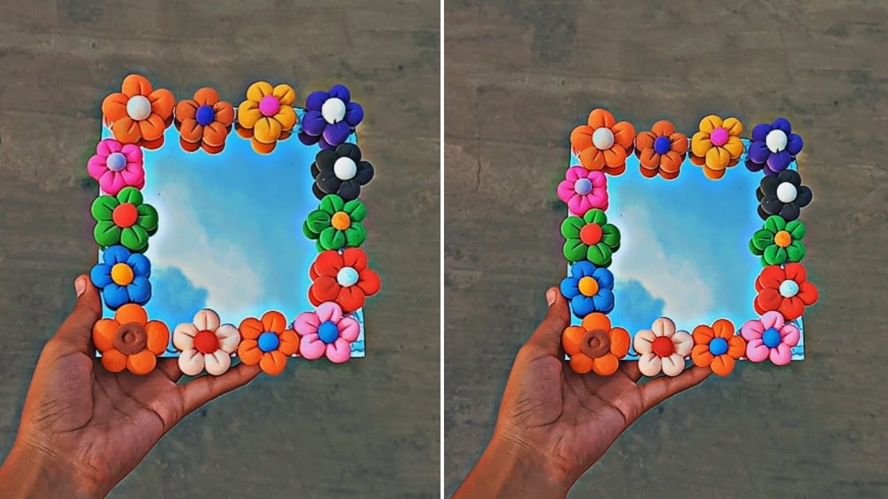 DIY Cute Super Clay flowers Mirror Makeover 🌼🌸 || Beautiful Mirror ...