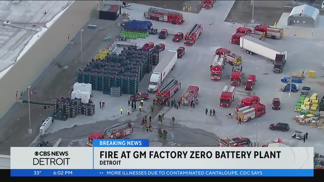 Crews respond to fire at GM Factory ZERO plant in Detroit - YouTube