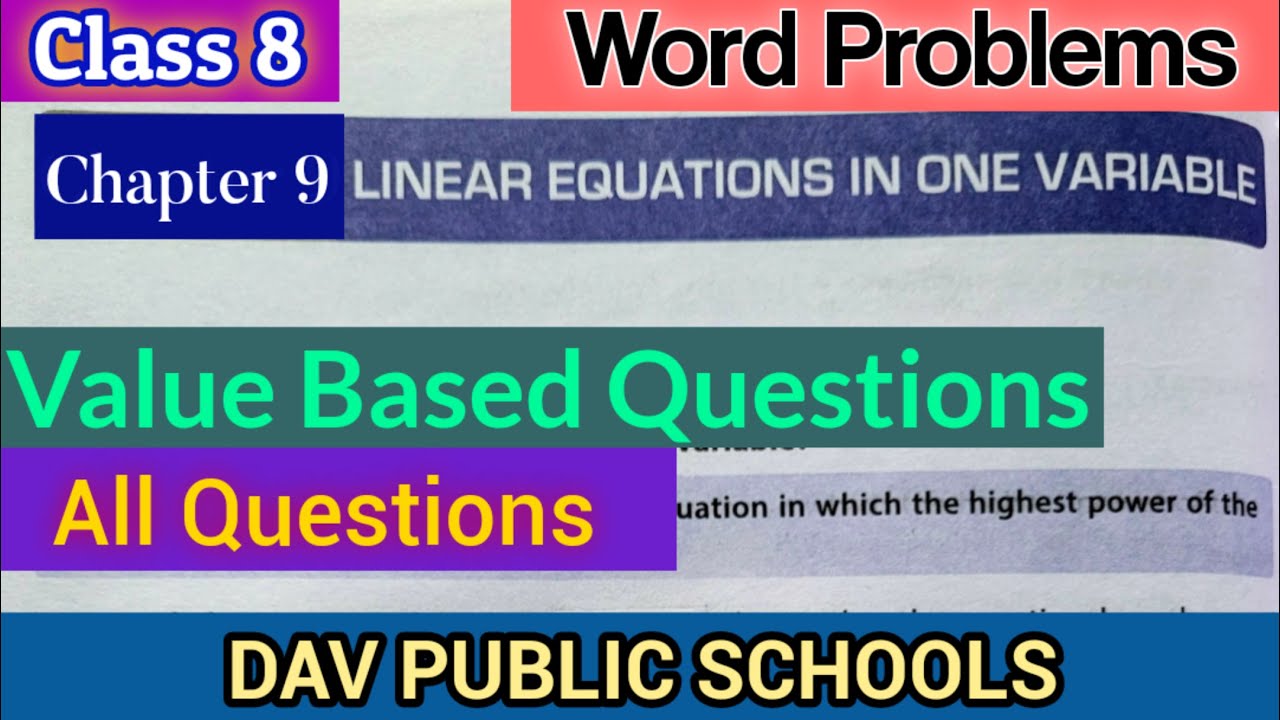 DAV class 8 maths chapter 9 Value Based Questions - YouTube