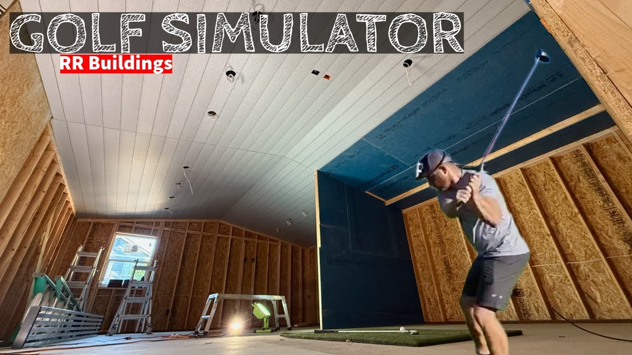 Golf Simulator Build: Installing the finished ceiling - YouTube