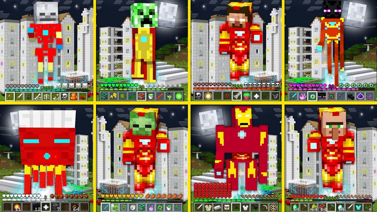 Minecraft ALL THE MOBS BECAME IRON MAN HOW TO PLAY ENDERMAN CREEPER ...