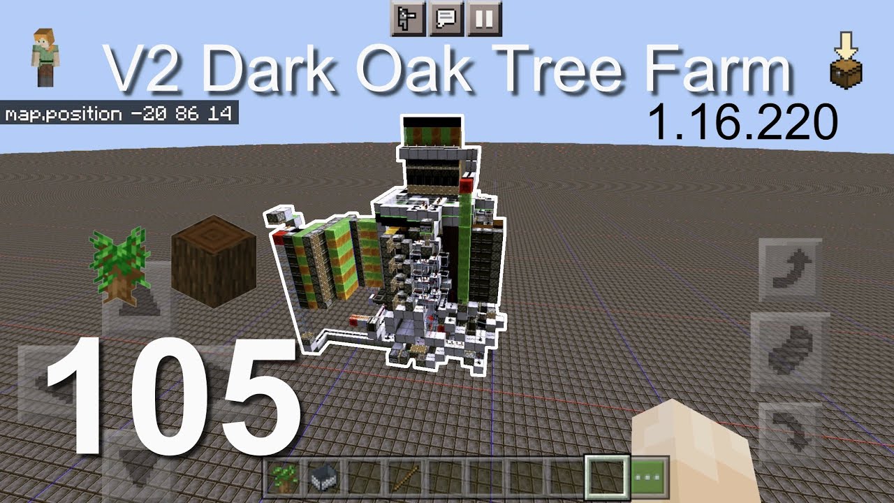 Minecraft Bedrock Tutorials(105) - How to build a V2 Dark Oak Tree Farm ...