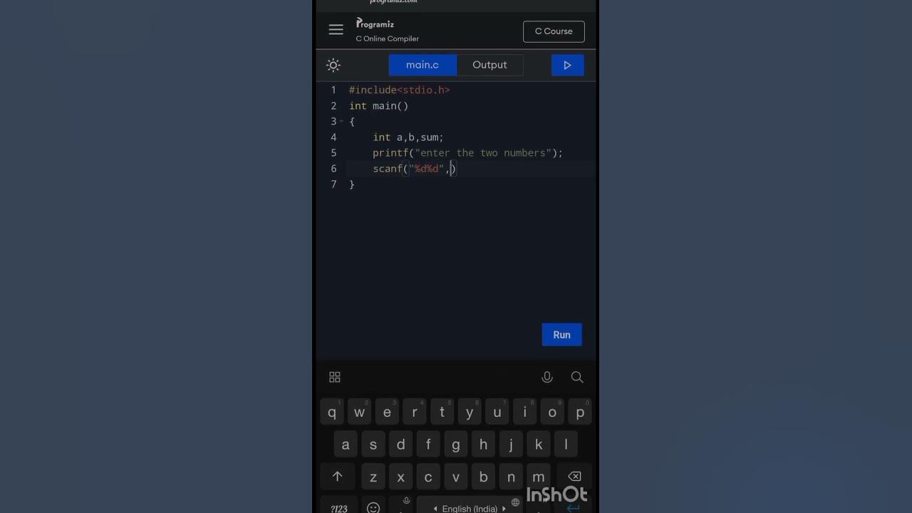 Sum Of Two Numbers Program In C Cprogramming Youtube