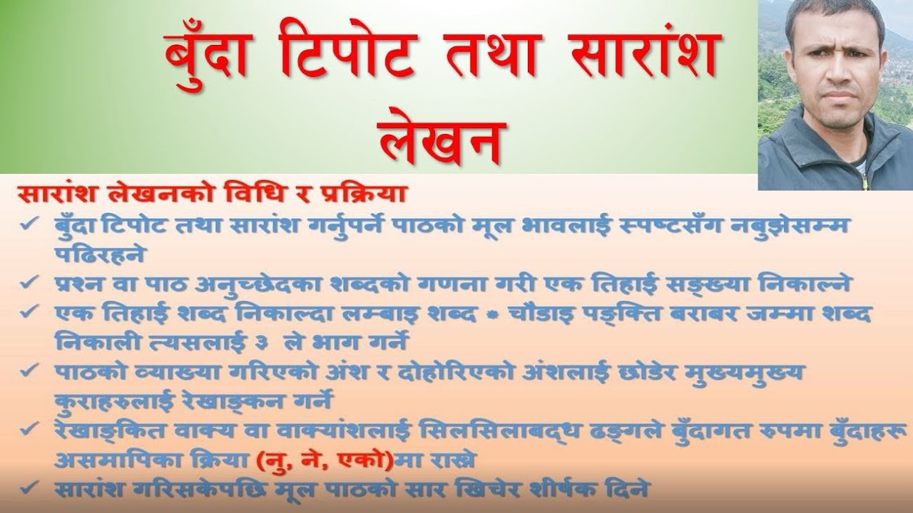 बुँदा टिपोट र सारांश लेखन अभ्यास😃Budha Tipot Ra Saramsha🤔 vyakaran# ...
