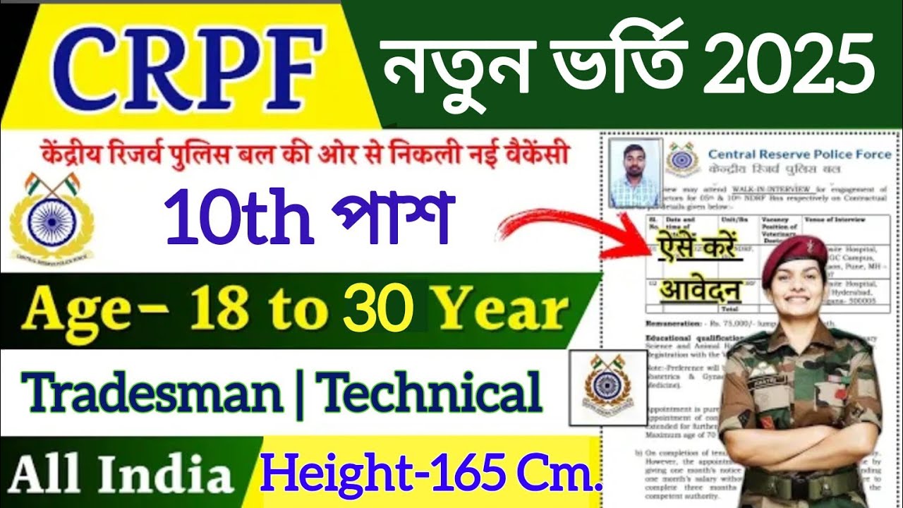 CRPF Tradesman New Vacancy 2025😱 | CRPF New Recruitment 📢10th Pass ...