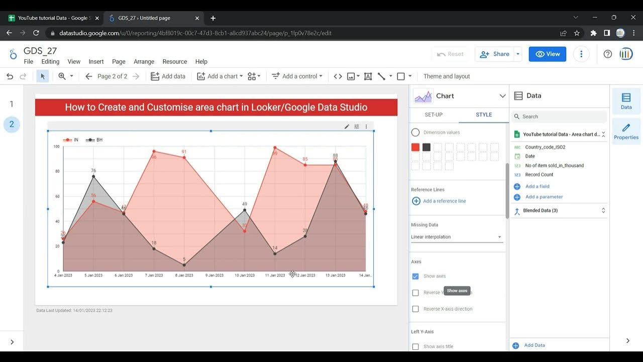 How to Create and Customize area chart in Google Data Studio or Looker ...