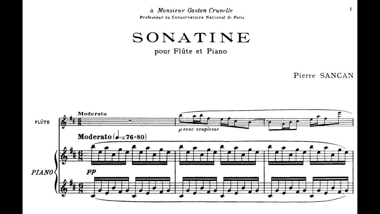 P. Sancan - Sonatine for Flute and Piano (with score) - YouTube