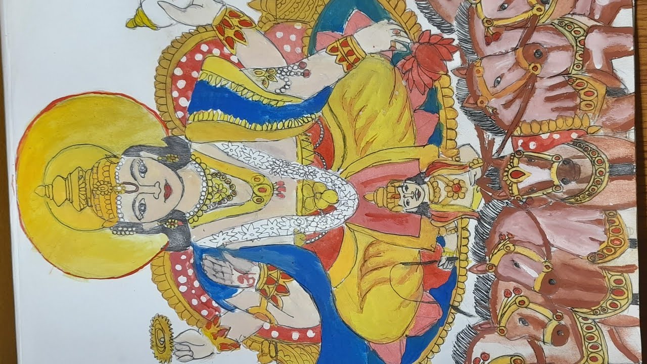 how to draw Surya Bhagwan by Abhi - YouTube