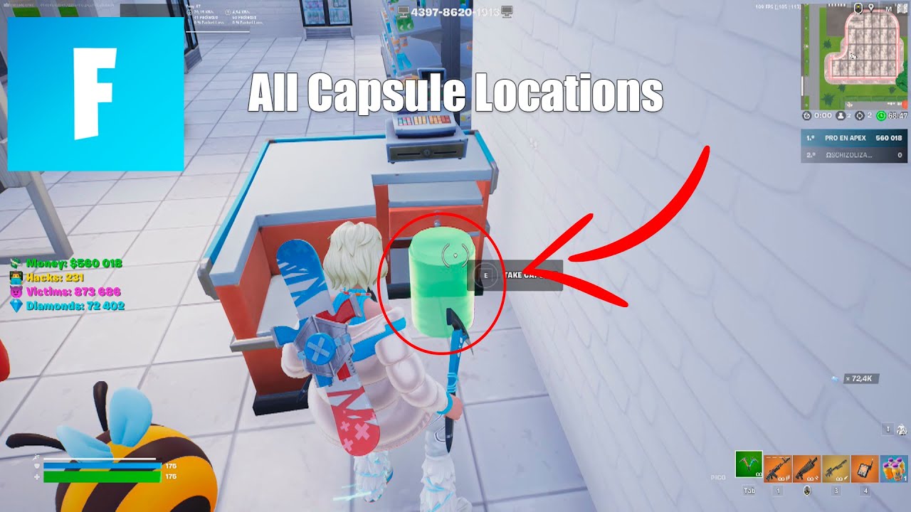 All capsules location in HACKER TYCOON | Fortnite - YouTube