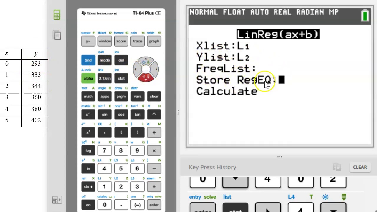 Linear Regression In TI-84 - YouTube