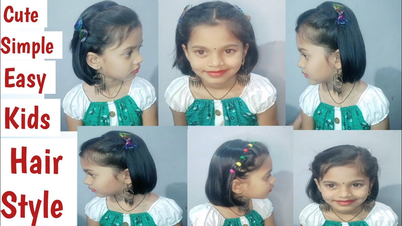Simple & Cute hairstyles for kid's | Girl's hairstyles for short hair ...