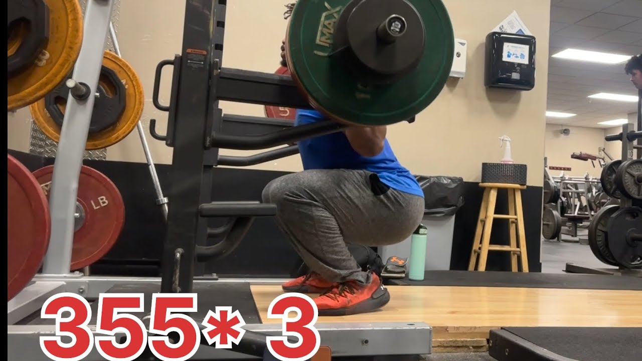 Barbell Squats 355lbs * 3 Reps - YouTube