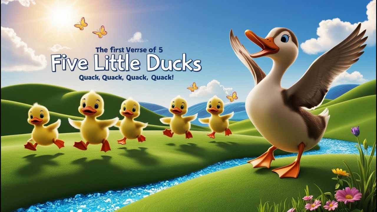 🦆🎶 5 Little Ducks Went Swimming One Day Lyrics | Learn Kids Song | 5 ...
