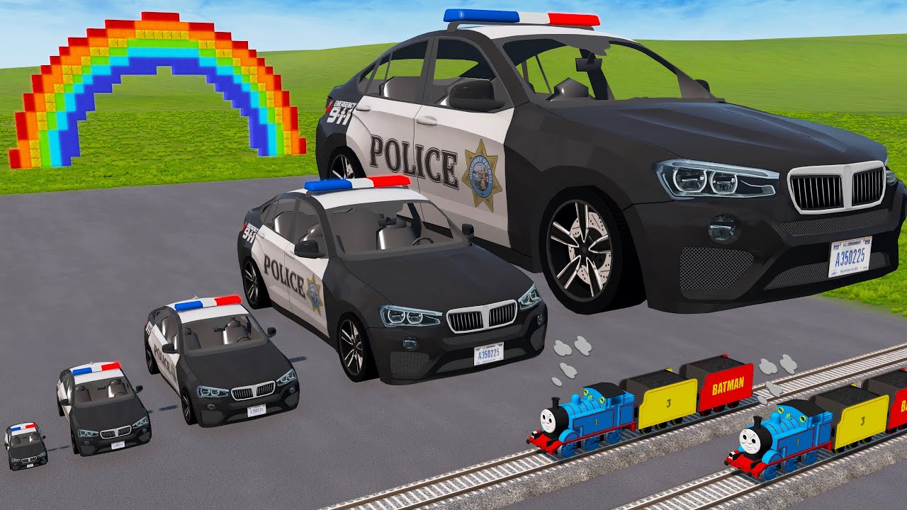 Big & Small Police Cars Bmw - Police Truck Rescue Cars vs Thomas Trains ...