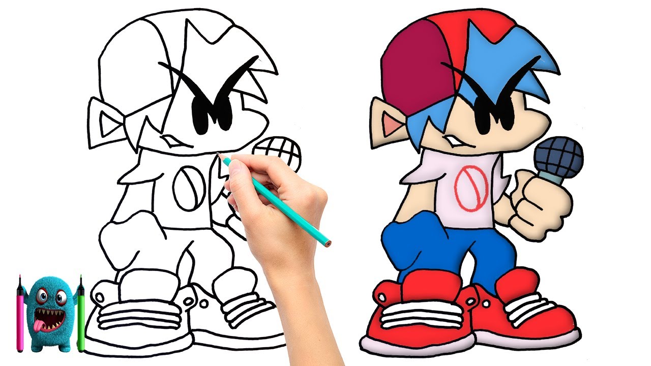 Boyfriend Çizimi How to Draw Friday Night Funkin | FNF